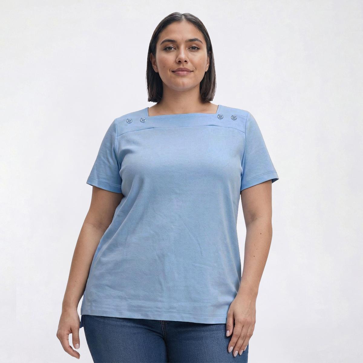 Click here for Plus Size Hasting & Smith Short Sleeve Solid Butto... prices
